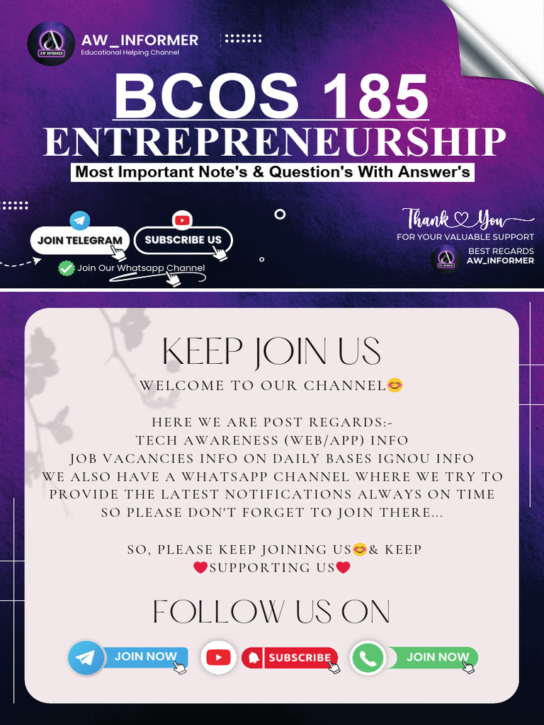 Bcos 185 Imp Question by Aw - Informer | PDF | Entrepreneurship ...