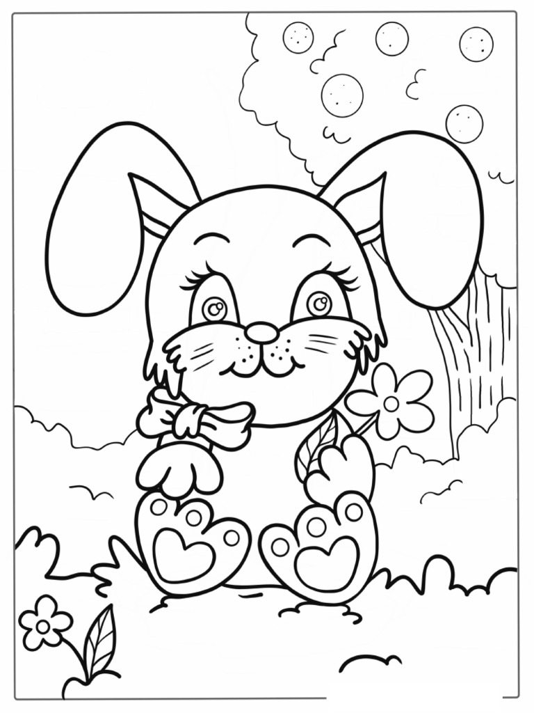 Easy Rabbit To Color For Preschoolers | PDF