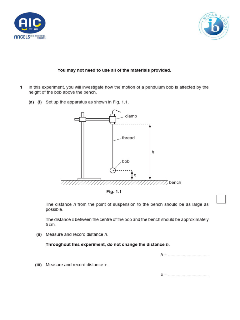 As Physics Pract AIC | PDF | Pendulum | Physics