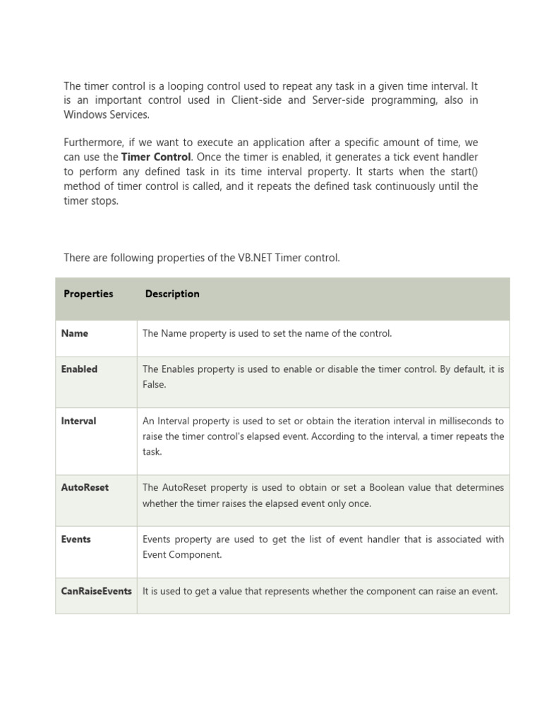 Vb.net - Timer Control | PDF | Computer Science | Software Vb.net - Timer Control | PDF | Computer Science | Software