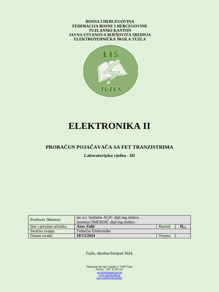 Vjezba III - Proracun Pojacavaca Sa FET | PDF