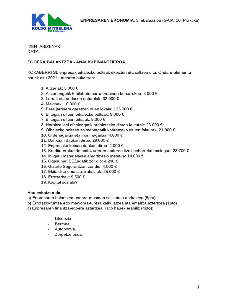 Froga 10.gaia - Balantzea | PDF