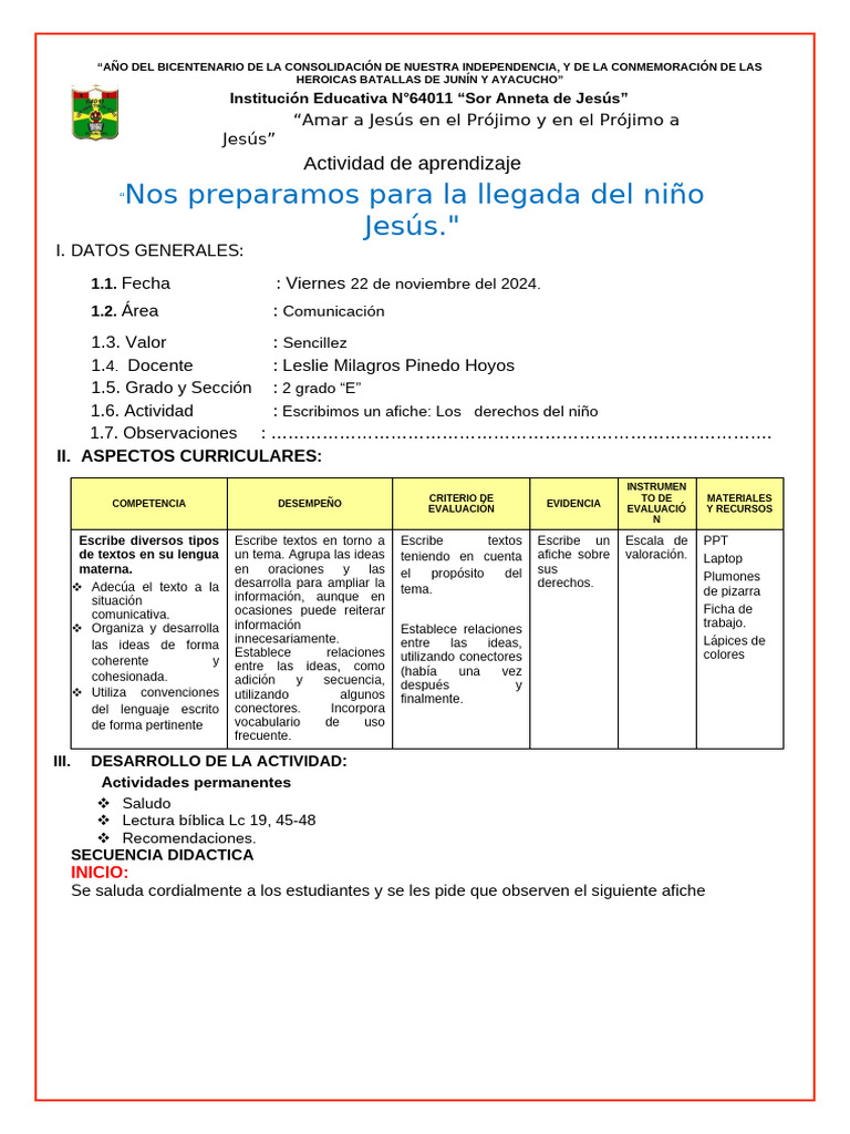 Escribimos Un Afiche de Los Derechos Del Niño | PDF | Comunicación humana | Modificación de ...