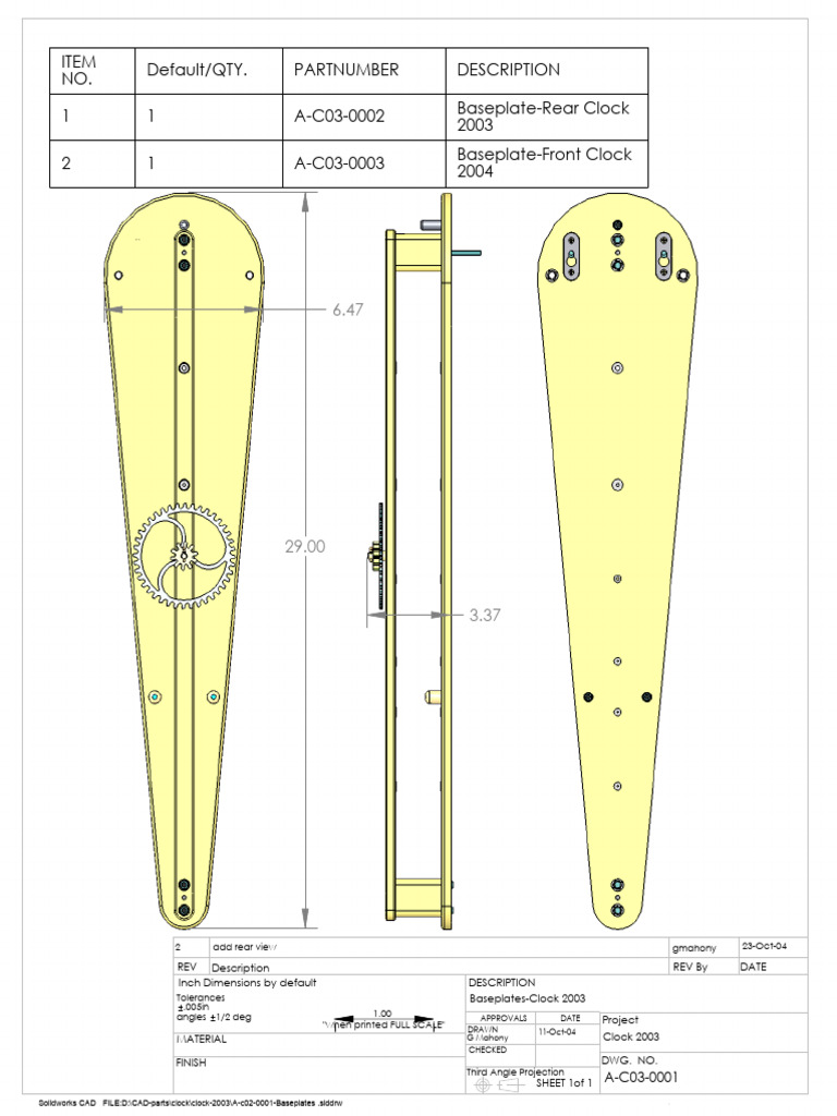 Clock 2003 Baseplates CAD Drawing | PDF