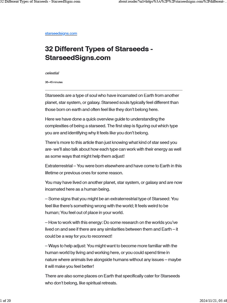 32 Types of Starseeds Explained | PDF | Feeling | Empathy