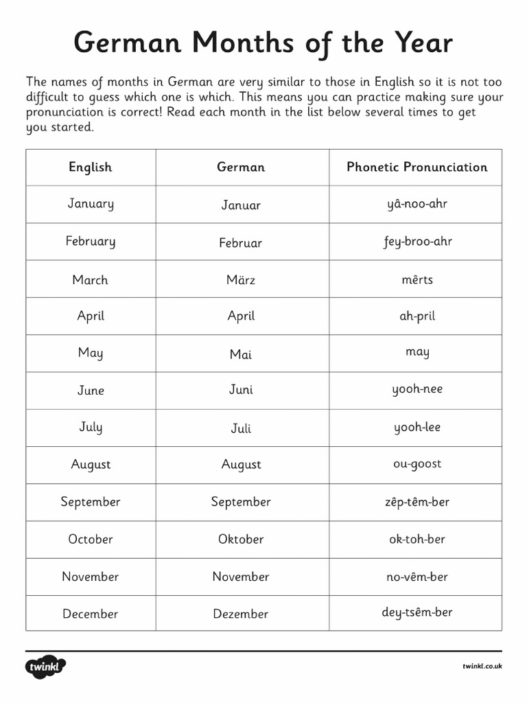 T2 L 161 German Months of The Year | PDF