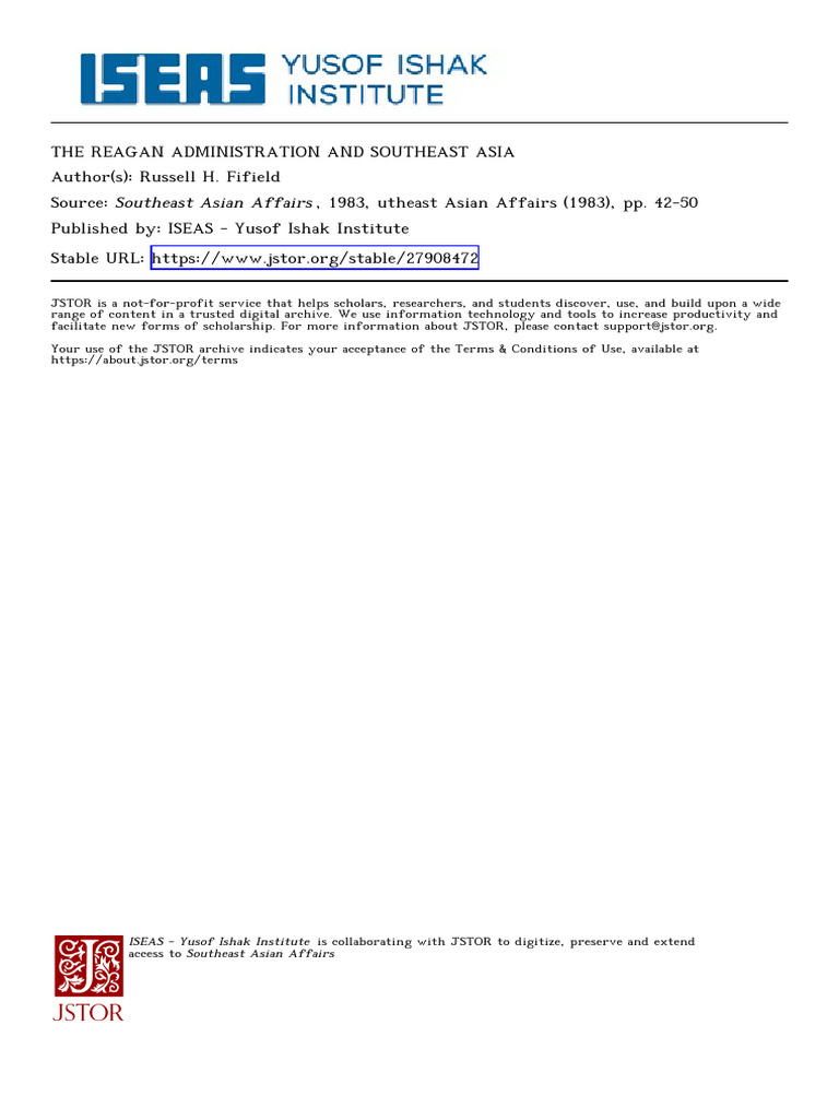The Reagan Administration and Southeast Asia | PDF | Khmer Rouge | Pol Pot