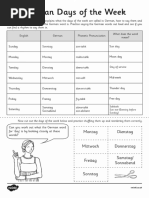 German Weekdays and Weekend Phrases | PDF | Workweek And Weekend | Grammar