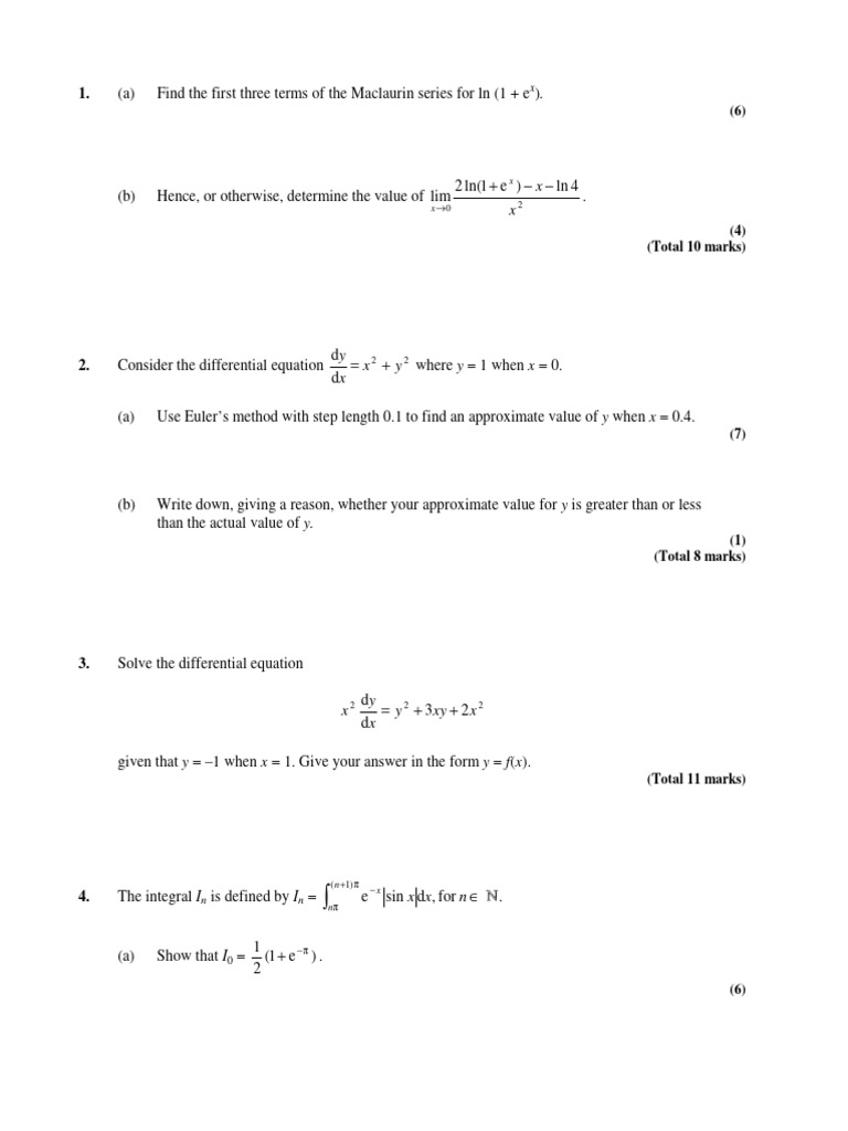 Series and Differential Eqns WS | PDF | Trigonometric Functions ...