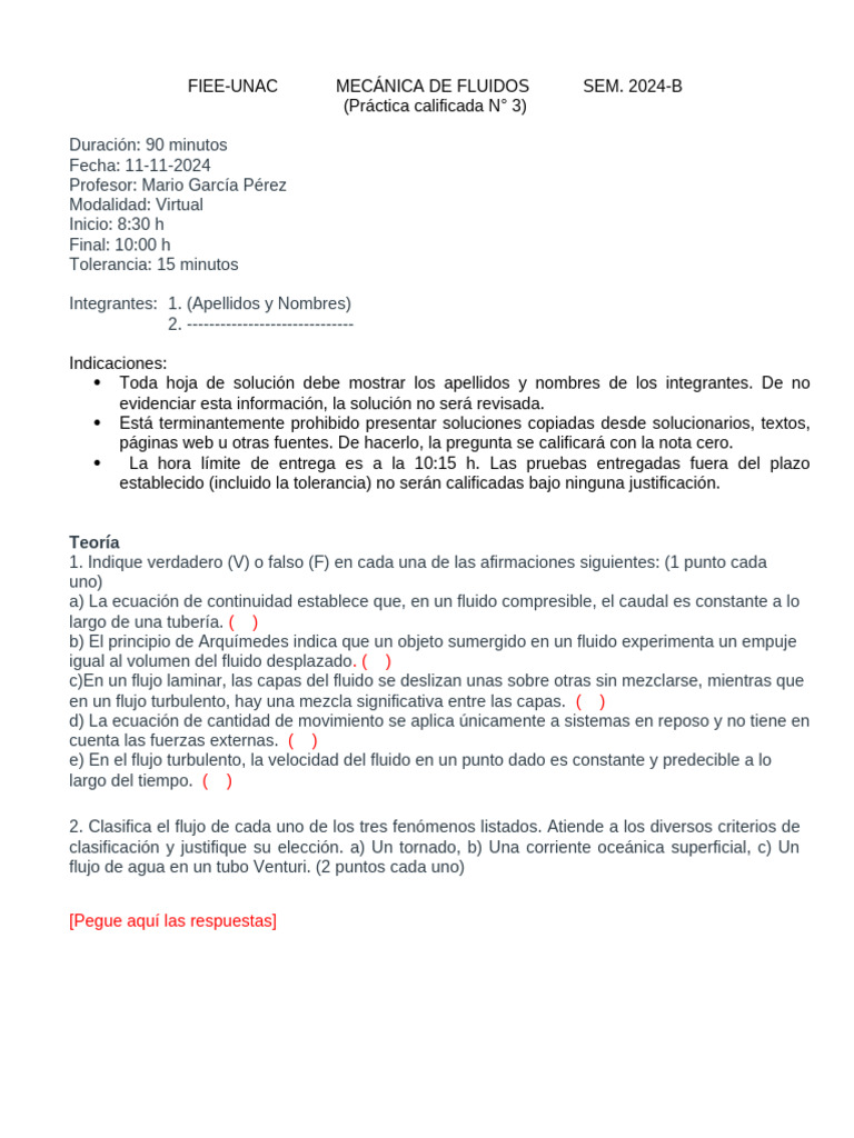 3pc-Mec Flu - 2024-B | PDF | Turbulencia | Fluido