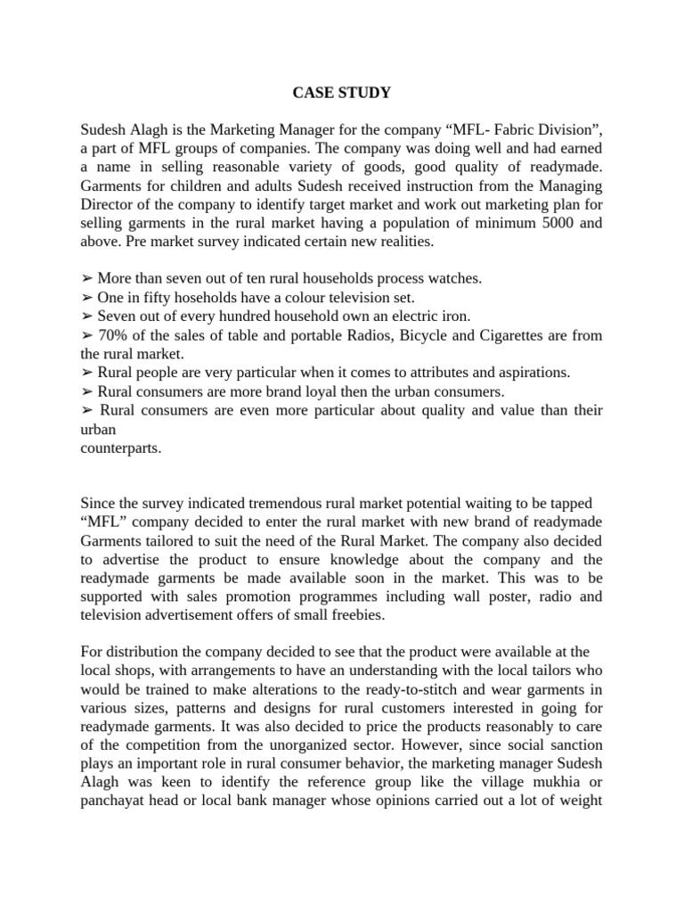 CASE STUDY - Rural Marketing | PDF | Marketing | Brand