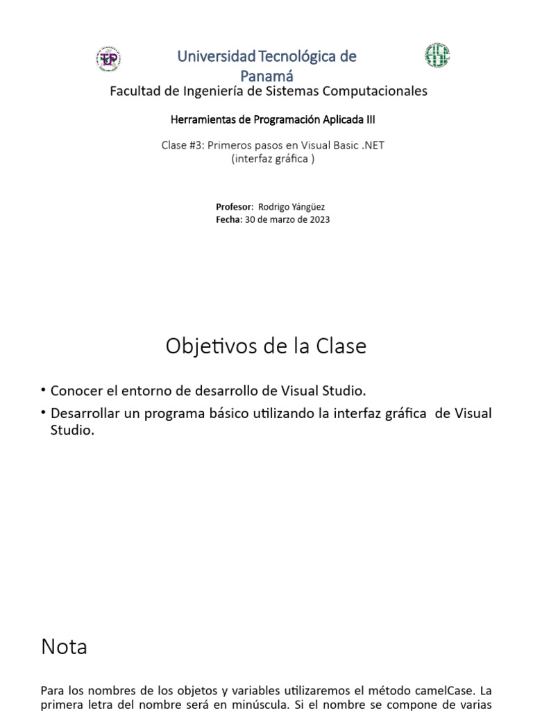 Clase #3 Primeros Pasos en Visual Basic (Interfaz Gráfica) | PDF