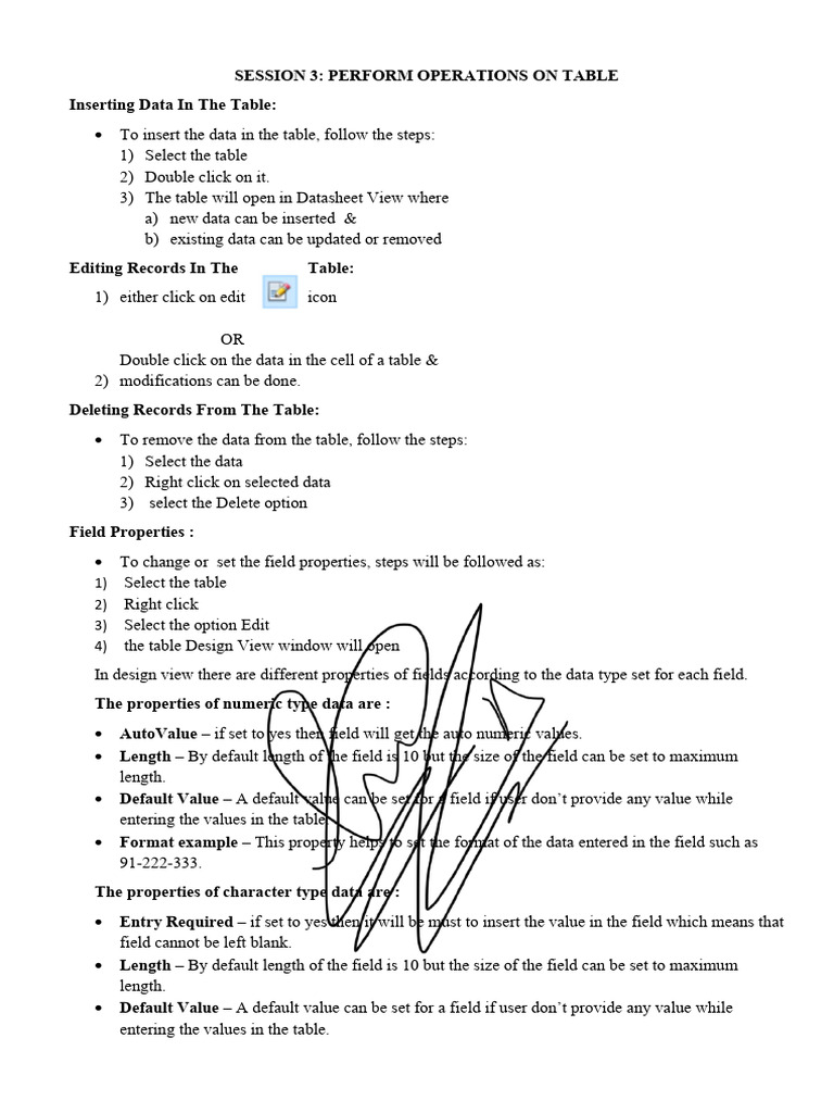 Unit 3 Session 3,4,5 & Question Ans, Fill Up | PDF | Relational Database | Databases