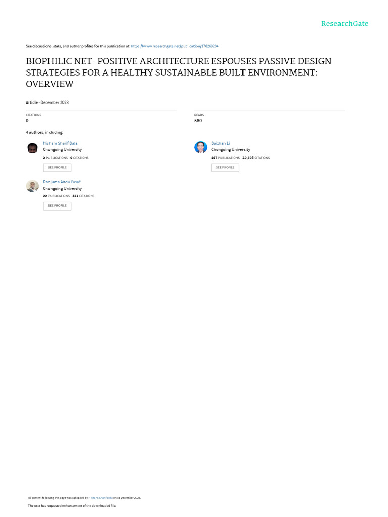 BIOPHILIC NET POSITIVE ARCHITECTURE ESPOUSES PASSIVE DESIGN STRATEGIES FOR A HEALTHY SUSTAINABLE ...