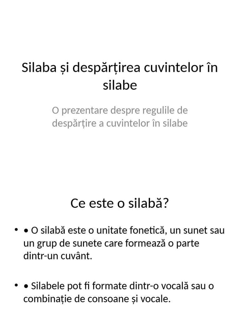 Silaba Si Despartirea Cuvintelor in Silabe | PDF