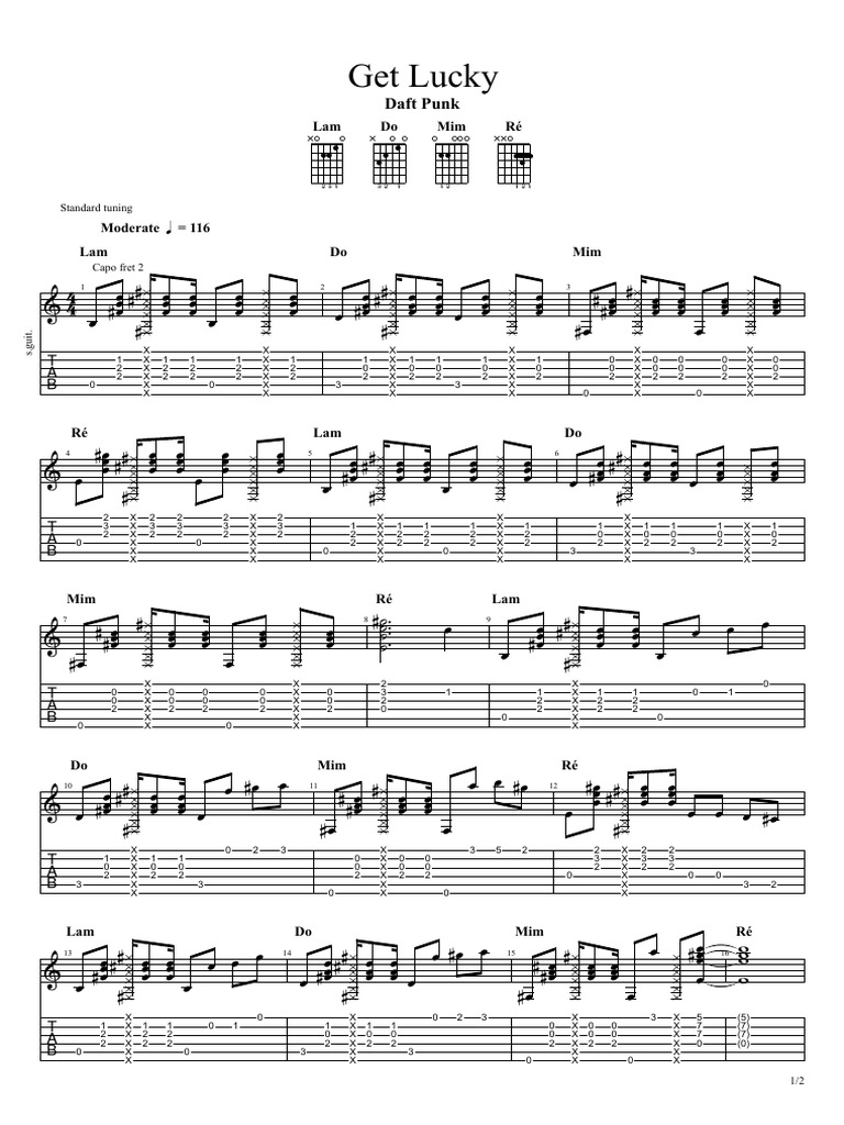 Daft Punk - Get Lucky Partition | PDF | String Instruments | European ...