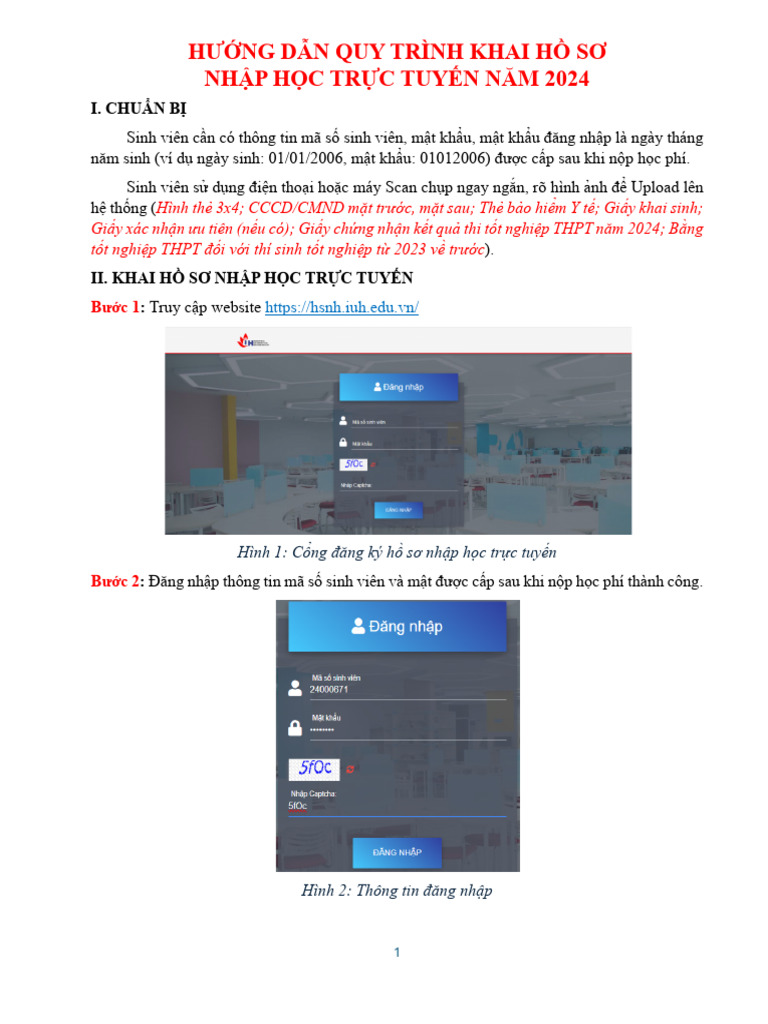Quy Trinh Khai Ho So Nhap Hoc Online | PDF
