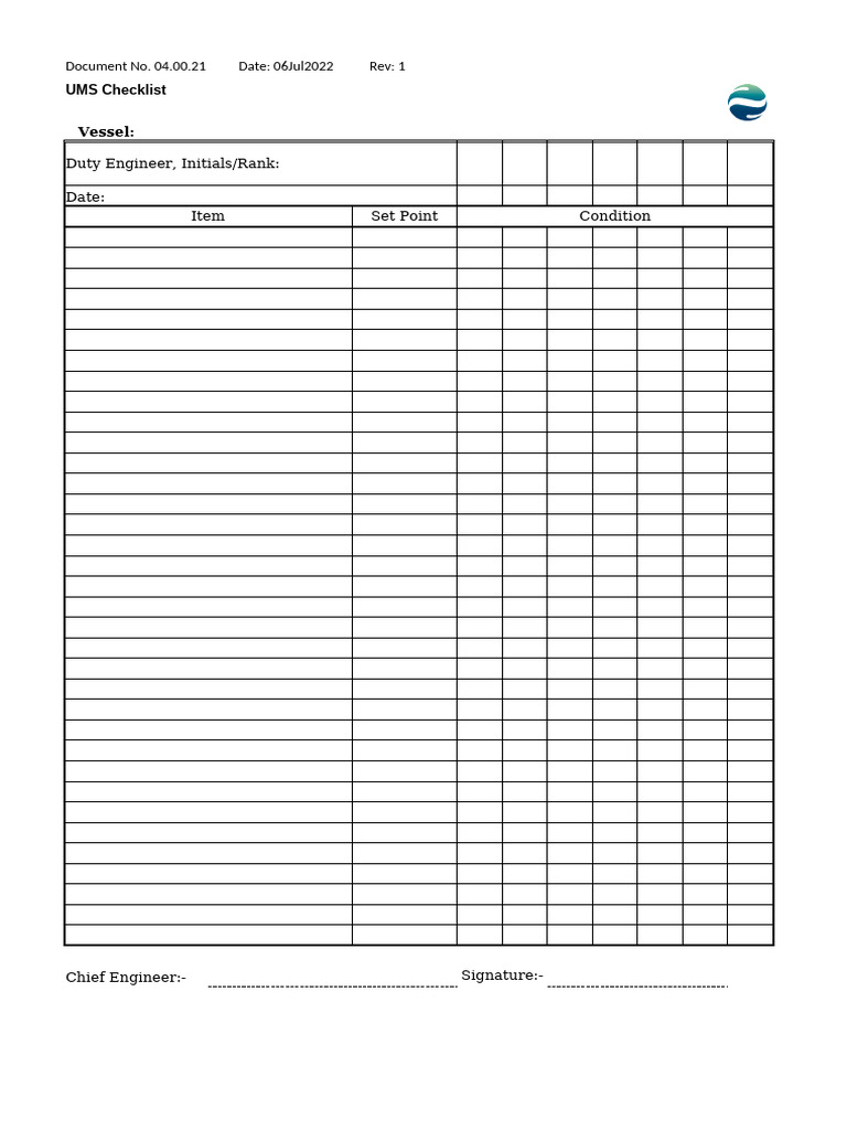Ums Checklist | PDF | Technology & Engineering