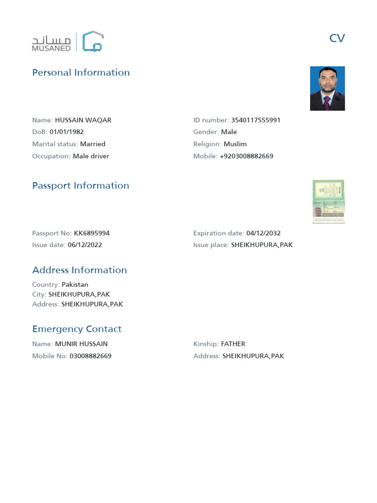 Waqar Hussain Candidate CV | PDF