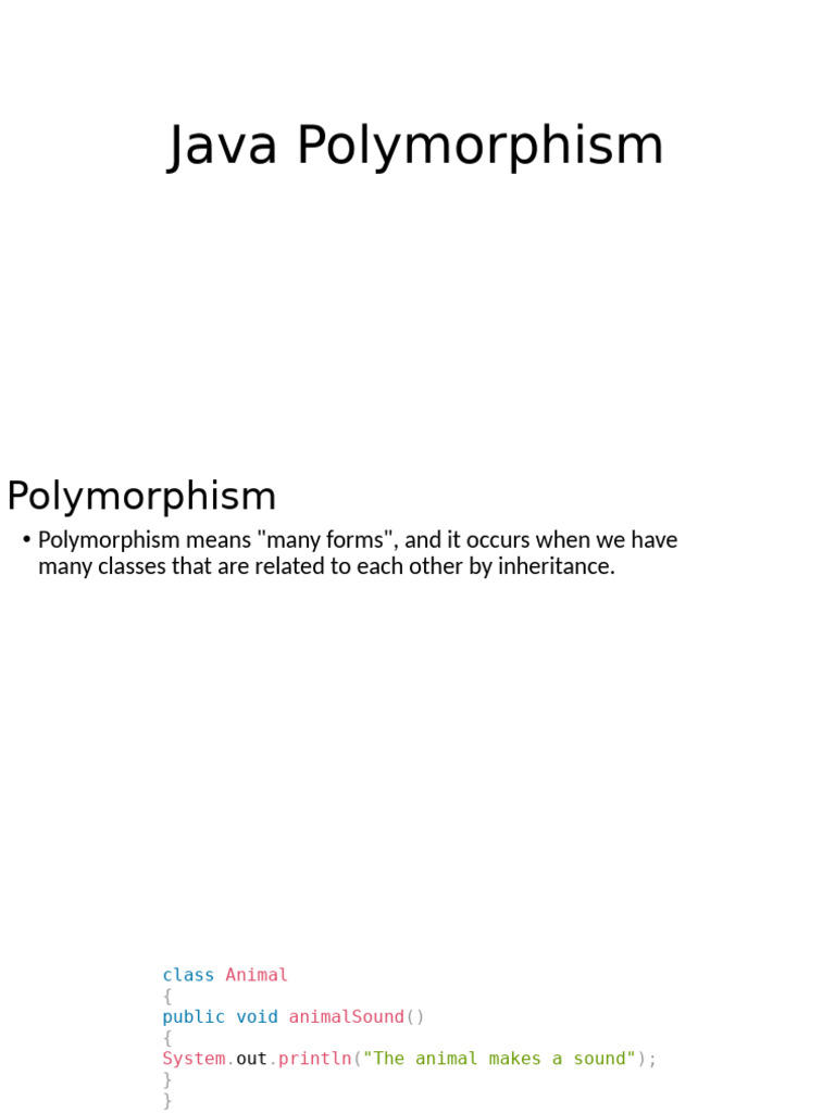 Lecture 25 Polymorphism | PDF | Language Arts & Discipline | Computers