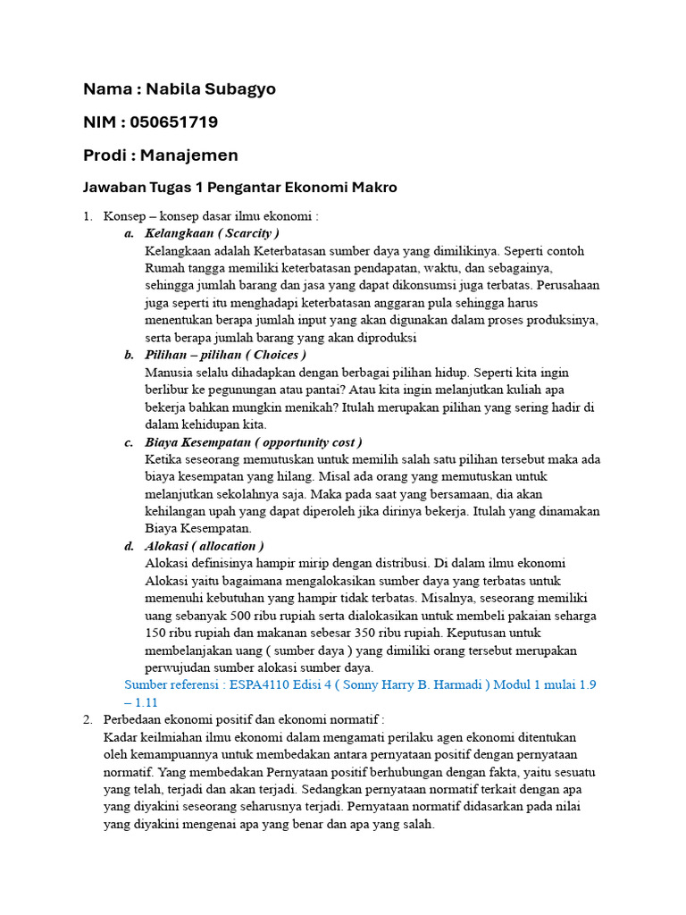 Tugas 1 Ekonomi Makro | PDF