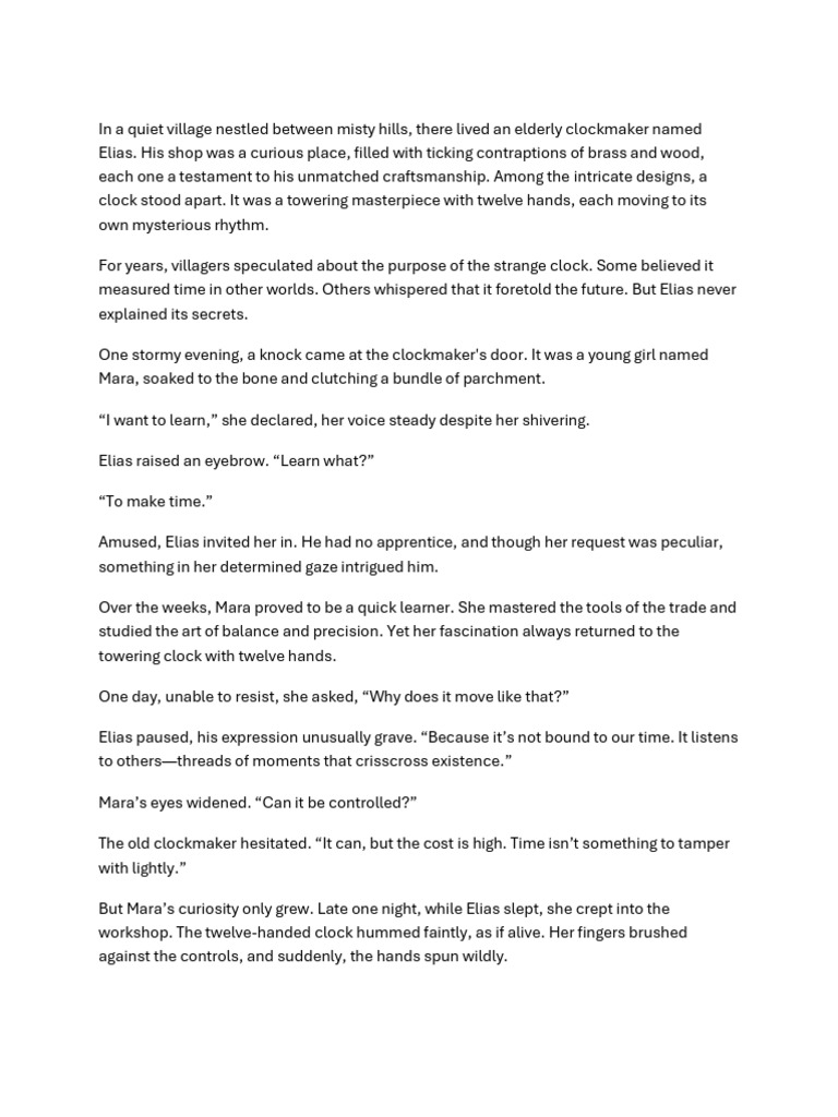 The Clockmaker's Apprentice (Random Story) | PDF