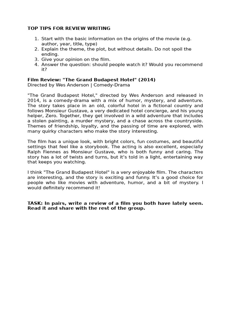 Top Tips For Review Writing | PDF | Art | Mystery, Thriller & Crime Fiction