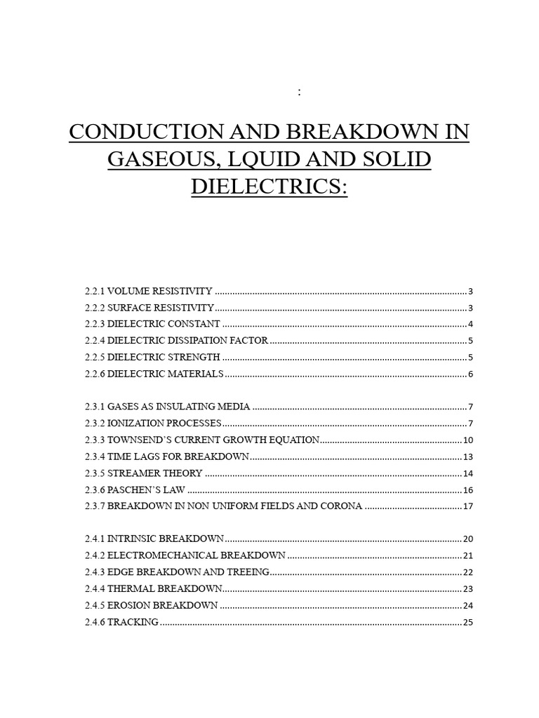 Module 2 - Conduction and Breakdown in Gaseous, Lquid and Solid Dielectrics | PDF | Electrical ...