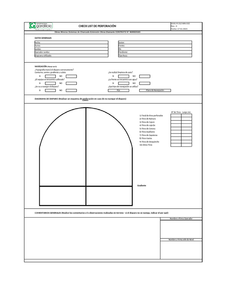 SGIG-R-212-MIN-015 Check List Perforación | PDF