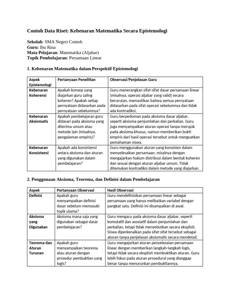 Contoh Data Riset | PDF