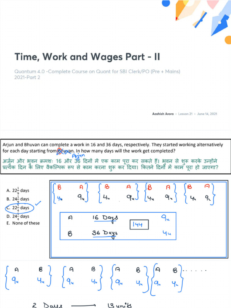 Time, Work and Wages Part - II-1 | PDF