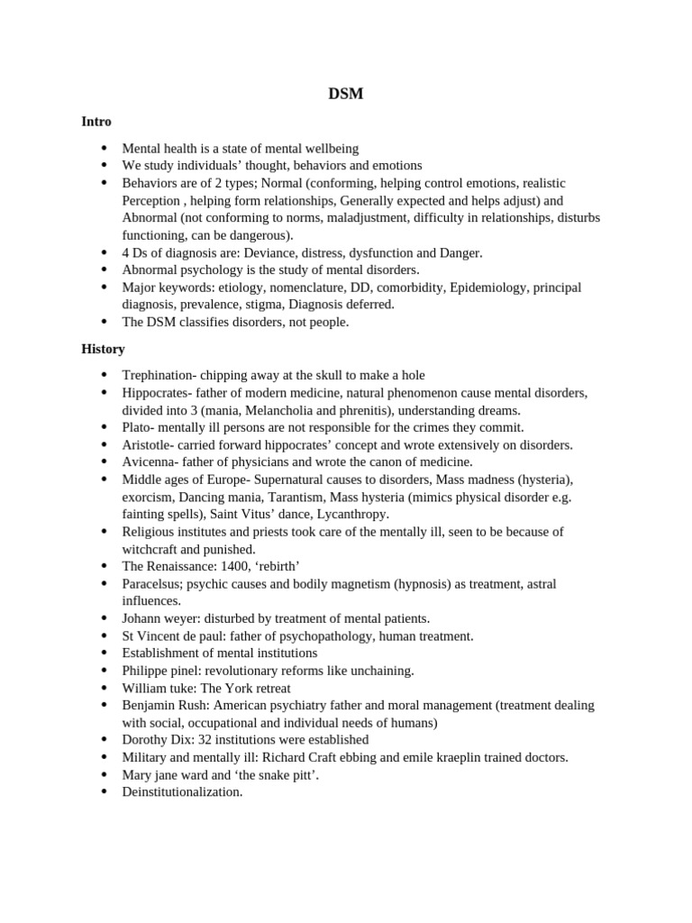 DSM Revision Notes | PDF