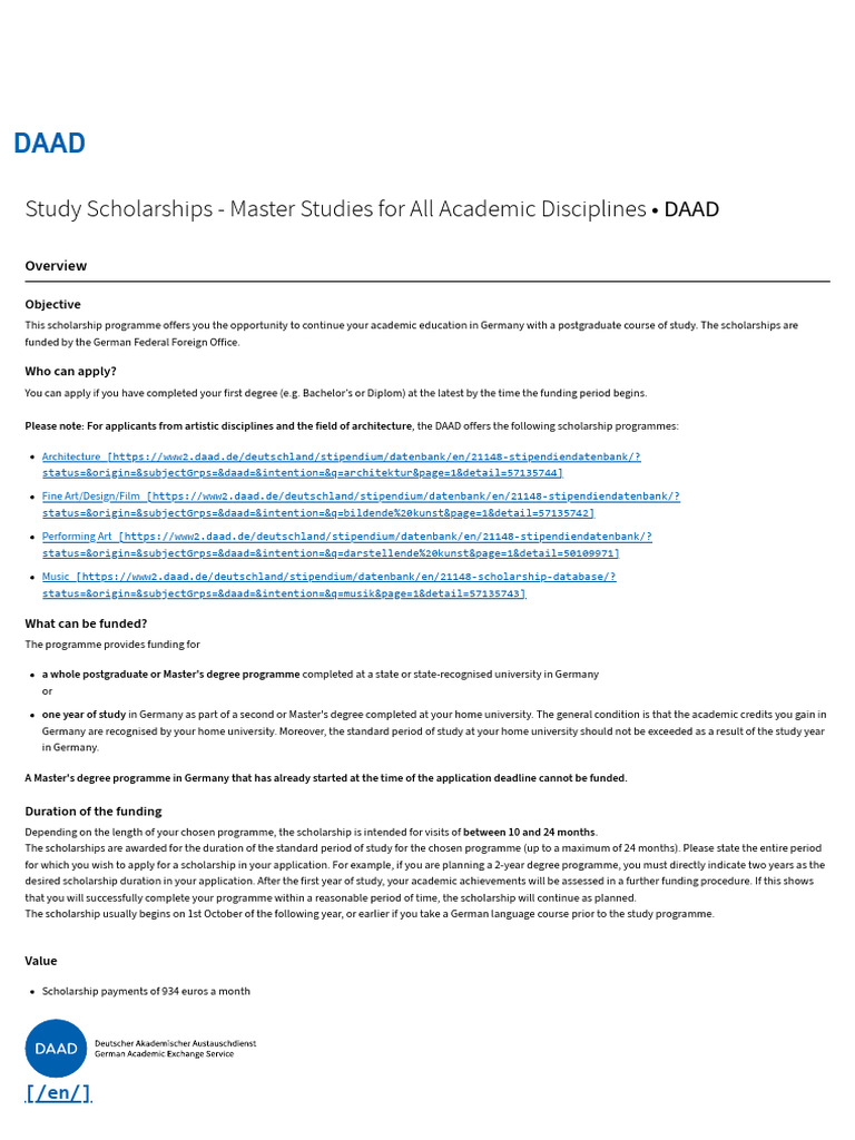 Study Scholarships - Master Studies For All Academic Disciplines - DAAD ...