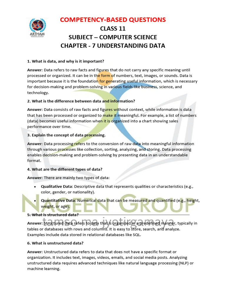 Class 12 Competency Based Question - Computer Science Chap 7 (2024-25 ...