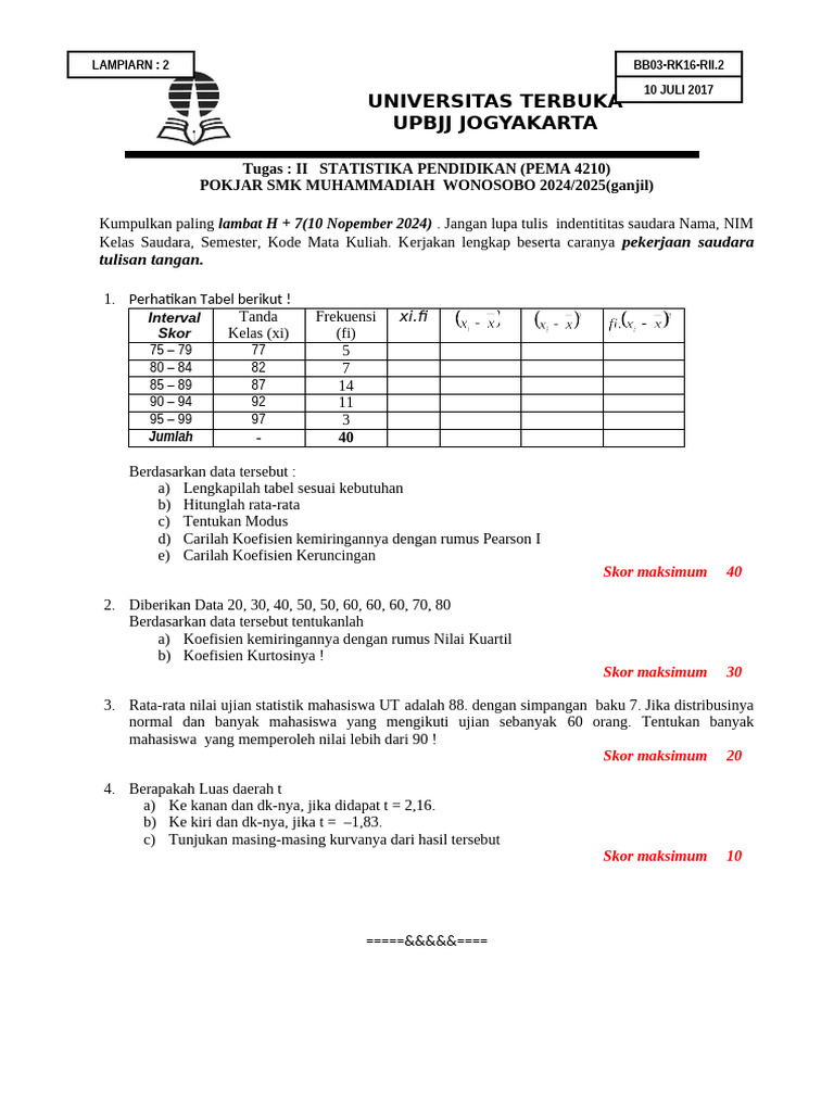 Tugas 2 PEMA 4210 2024-2025 (Ganjil) | PDF
