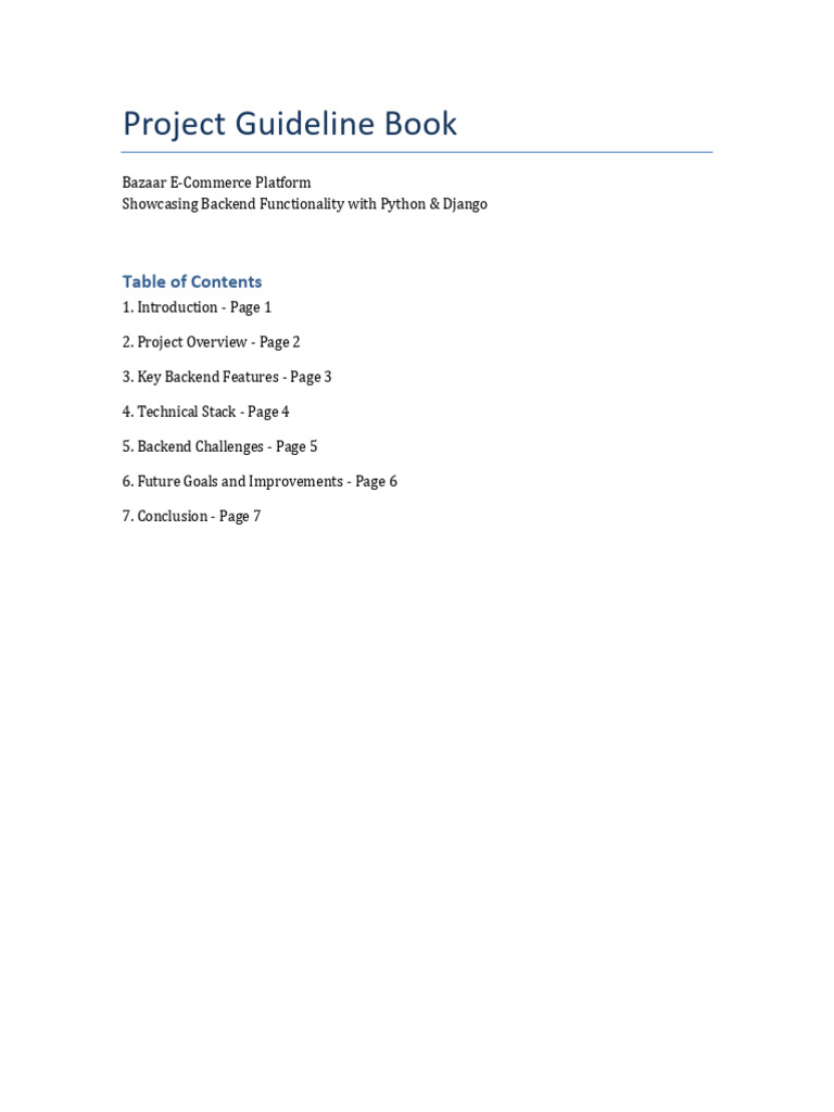 Bazaar E Commerce Project Guideline Book | PDF