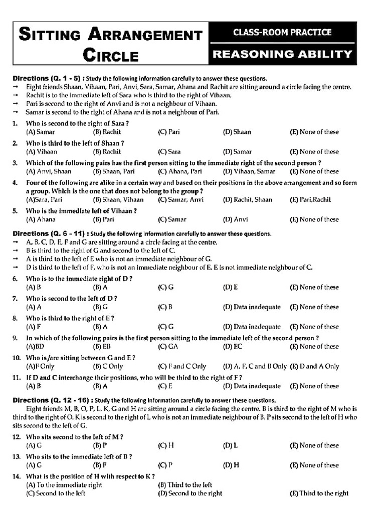 Sitting Arrangement Circle | PDF