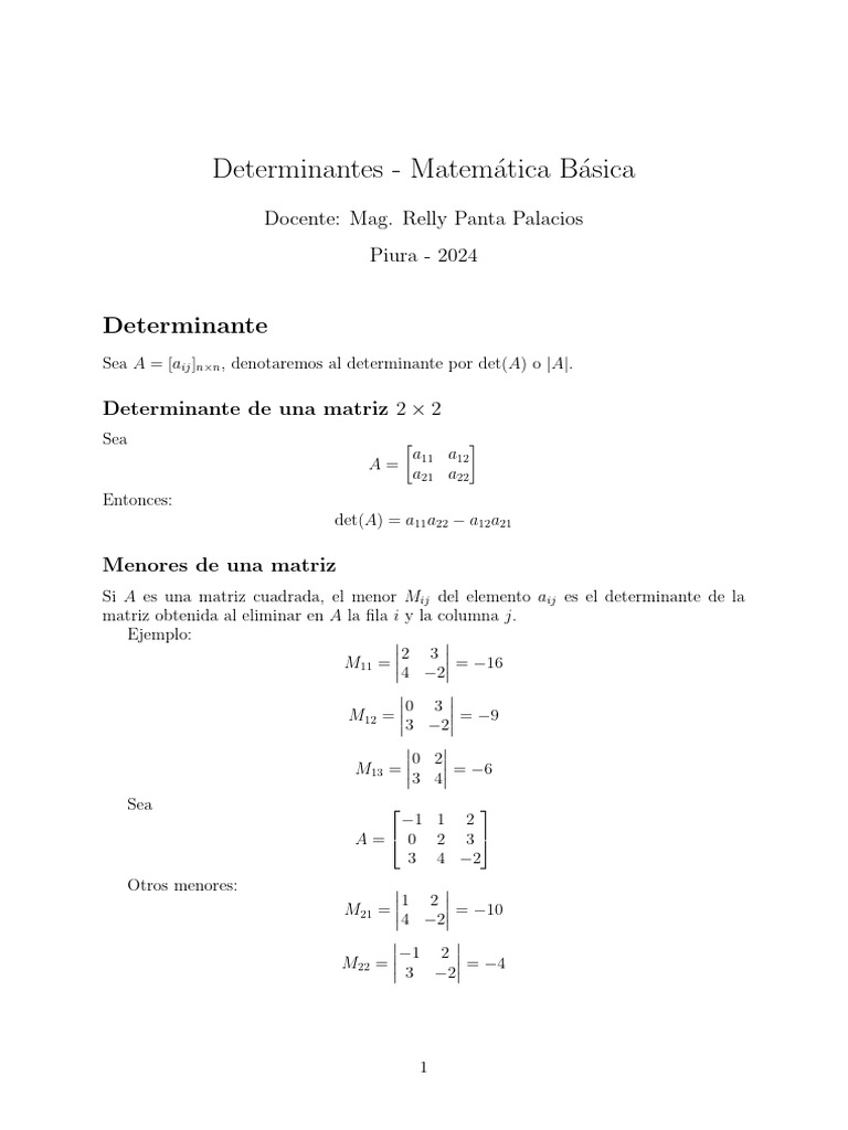 Corolario Ejemplo | PDF | Determinante | Matriz (Matemáticas)