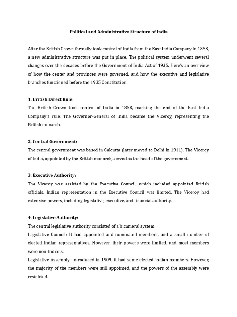 Lecture 5 Political and Administrative Structure of India | PDF ...