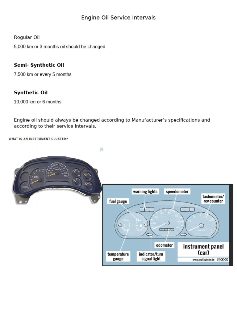 Engine Oil Service Intervals | PDF