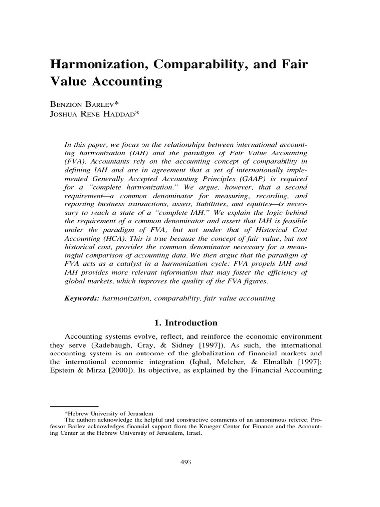 Topic 4 ER - Harmonization. Comparability and Fair Value Accounting ...