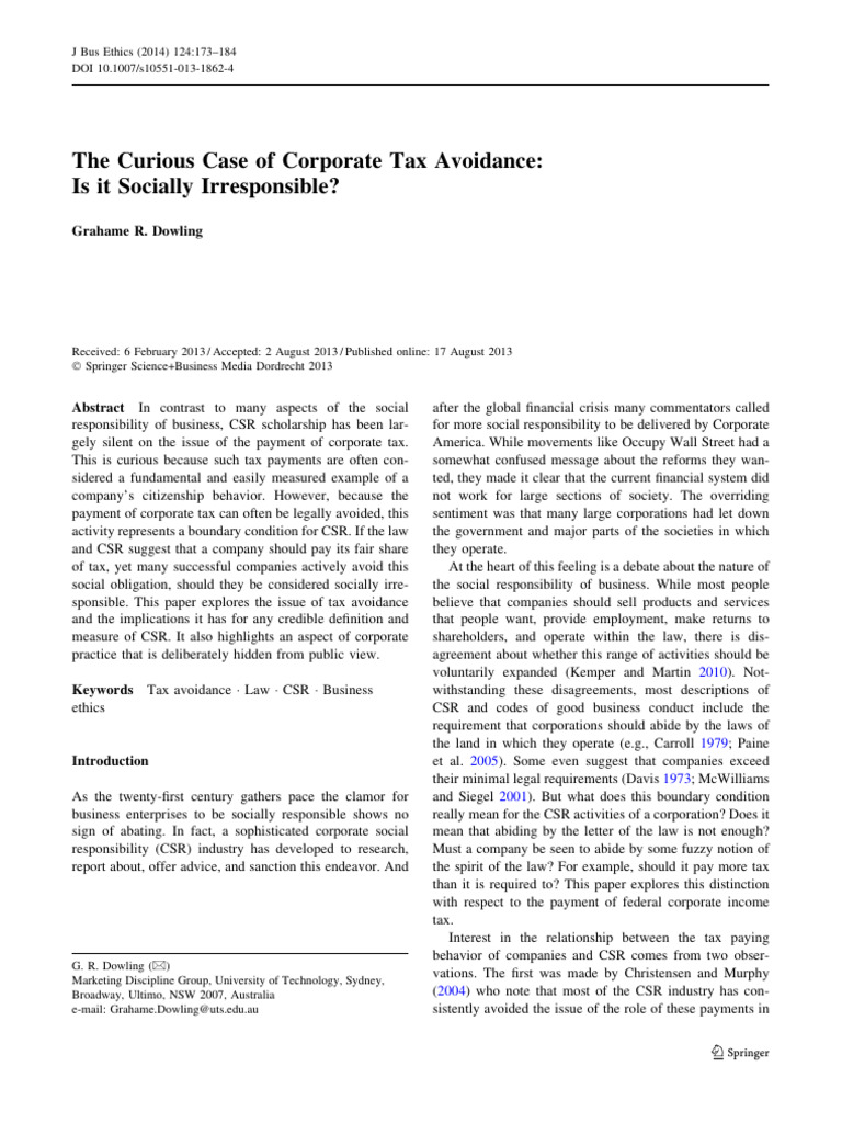 Topic 3 ER - The Curious Case of Corp Tax Avoidance | PDF | Taxes | Tax ...