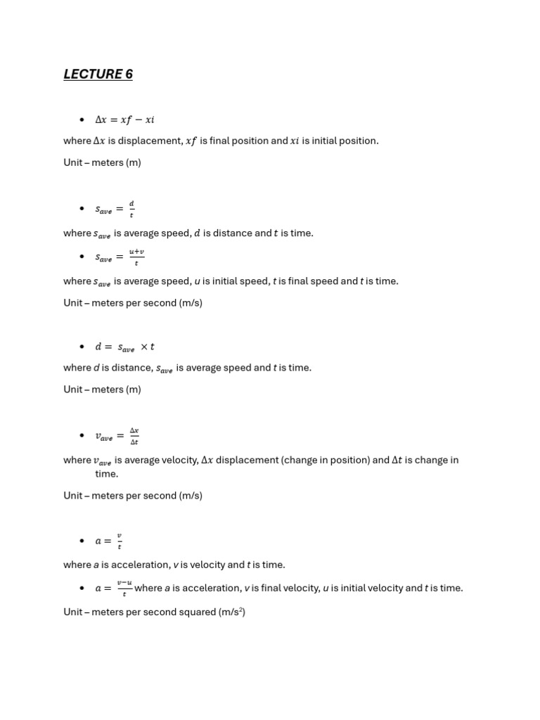 Physics 0100 Formula Sheet L6-16 | PDF | Force | Collision