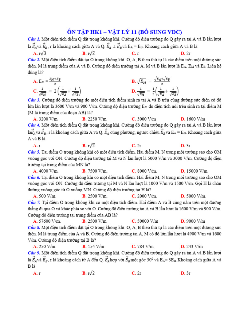 On Tap HK1 VL11 (Bo Sung VDC) HS | PDF