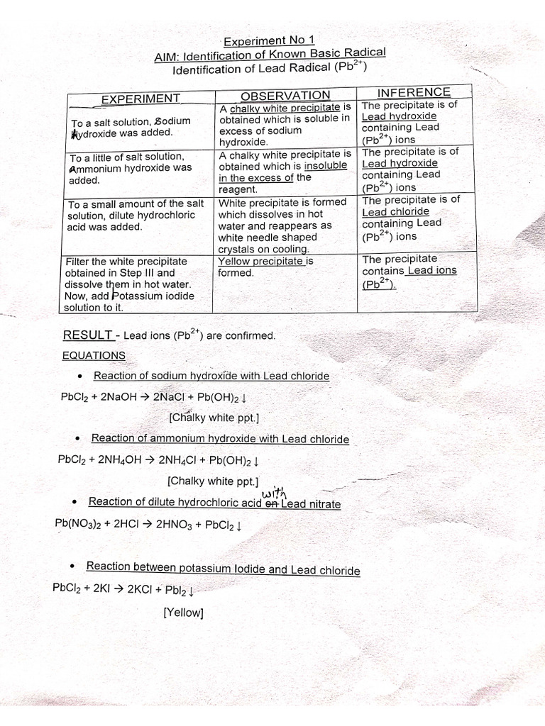 Chemistry Practical... X A | PDF