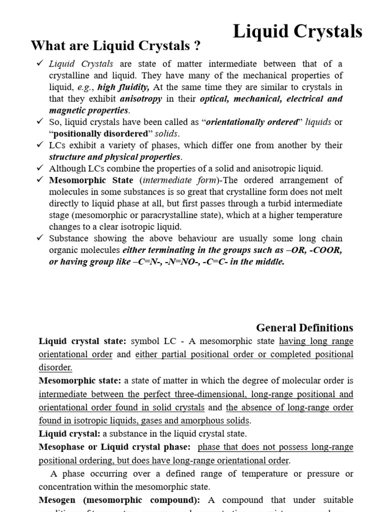 Liquid Crystal | PDF | Liquid Crystal | Phases Of Matter