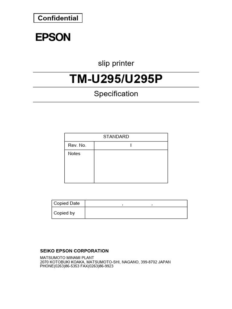 Manual Epson TM-U295 | PDF | Printer (Computing) | Computing