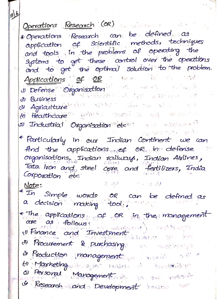 Operation Research Notes | PDF