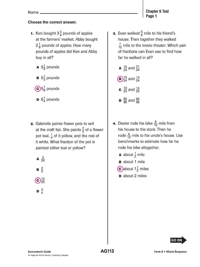 Ch. 6 Test Form B Key | PDF