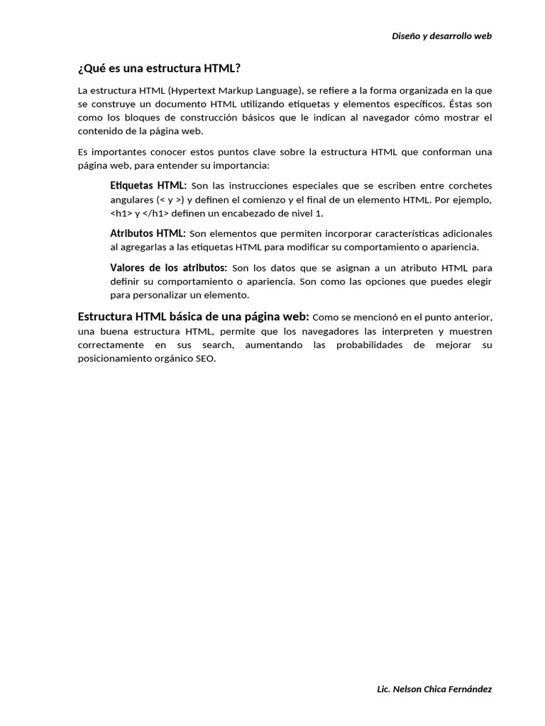 Guía Básica de Estructura HTML | PDF | HTML | Red mundial